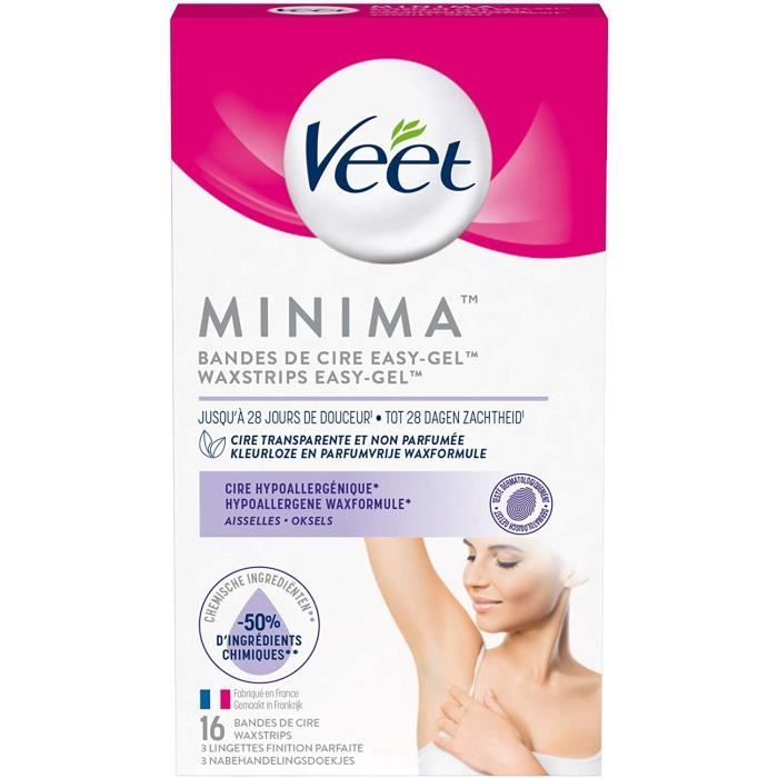 VEET PURE - 16 Bandes de cire froide Aisselles - Peaux Sensibles ...