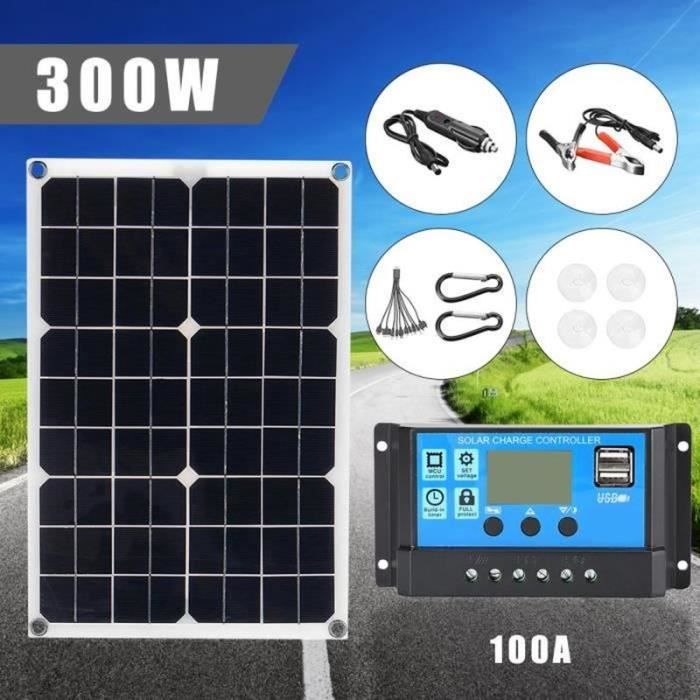 KIT PHOTOVOLTAIQUE - YWEI - Panneau Solaire 300W 12V - Flexible - 2 Ports USB - IP65 Étanche ...