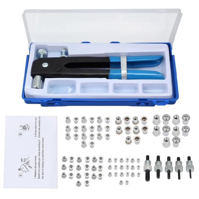 RIVEUTEUSE,Set-China--clé à Riveter pour pistolet à écrou, + 86 pièces, Rivet à écrou fileté M3 ...