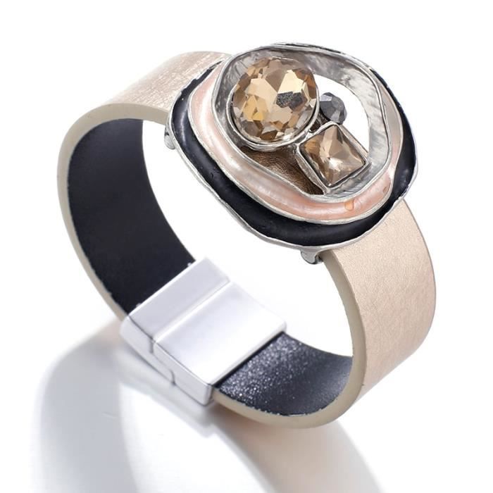 Champagne -Amorcome Élégant En Cuir Bracelets Pour Femme 2020 Mode ...