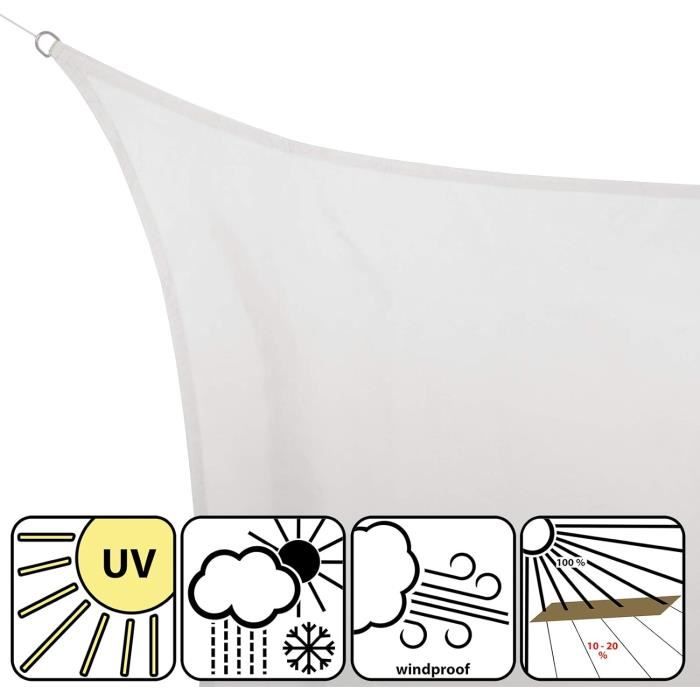Voile D'ombrage Rectangulaire 3m x 4m Coco 100% Polyester [PES] Taud ...