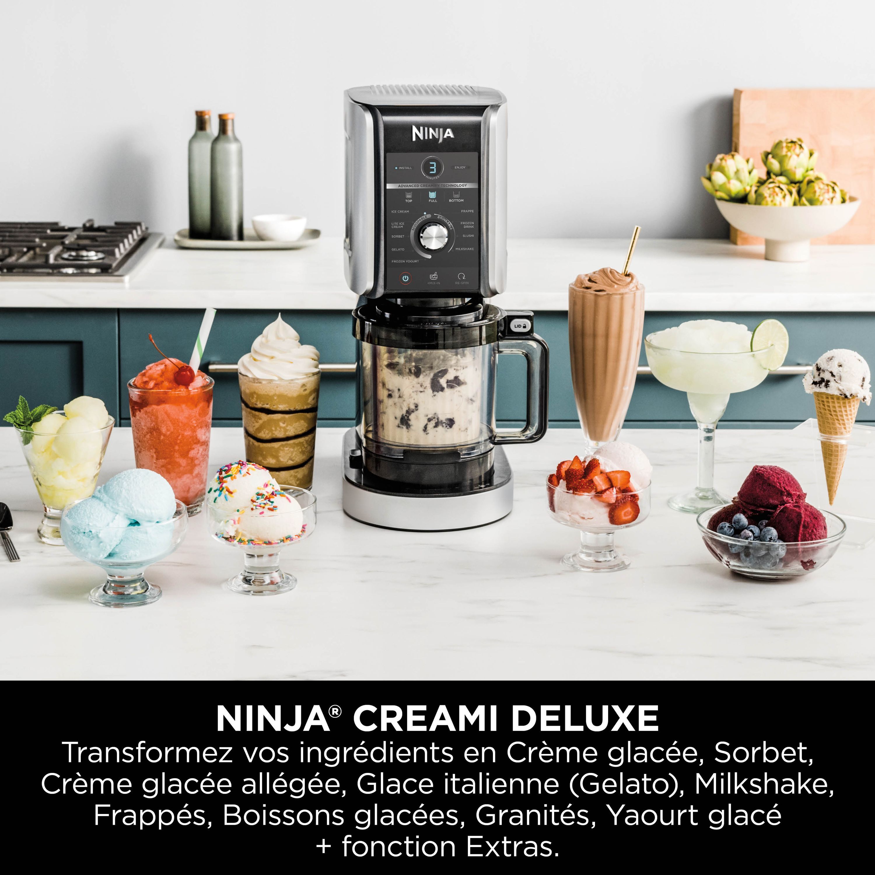 Machine à glaces NINJA - CREAMi Deluxe NC502EU - 2 pots inclus 709ml ...
