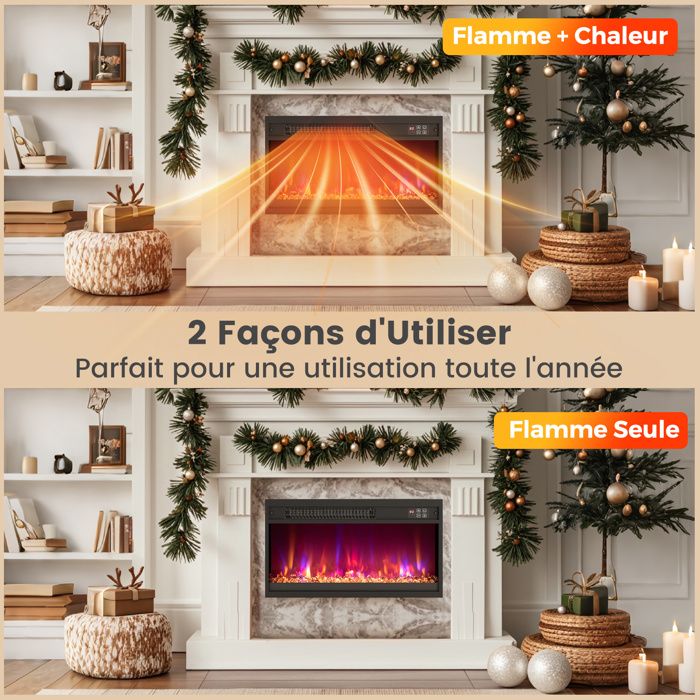 GOPLUS Cheminee Electrique 1500W 18", Effet Flamme 3D & 8 Couleurs 3 ...