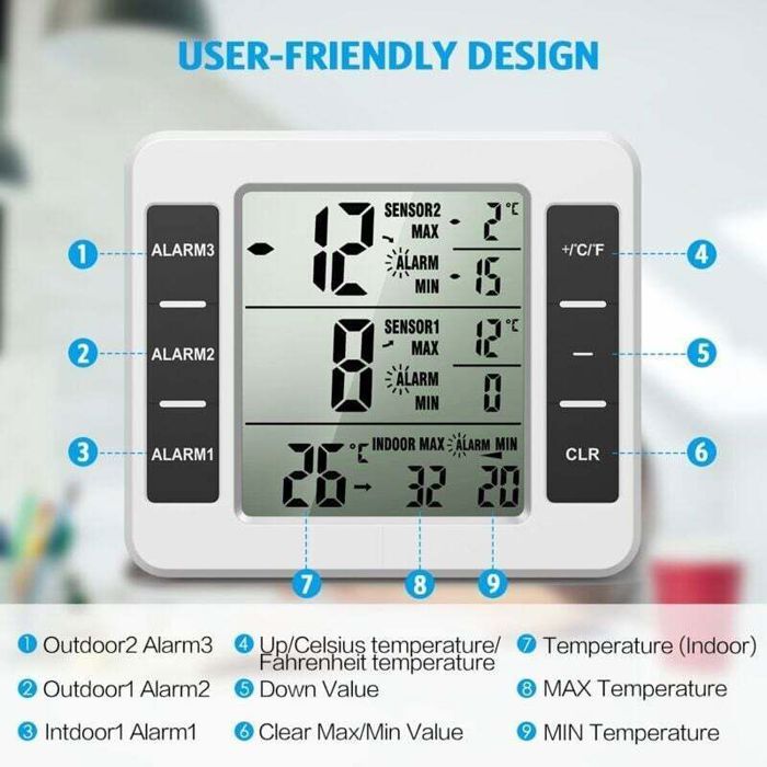 Nouvelle version du thermomètre de réfrigérateur, thermomètre intérieur ...