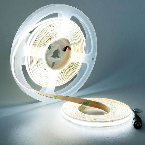 24v Ruban Led Cob Blanc Froid 6000k 5m 480leds M Super Lumineux Cri 90