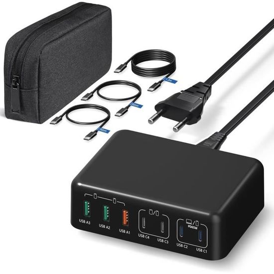 Adaptateur Multiple Vec 4 Usb-C Et 3 Usb-A Chargeur Secteur Usb ...
