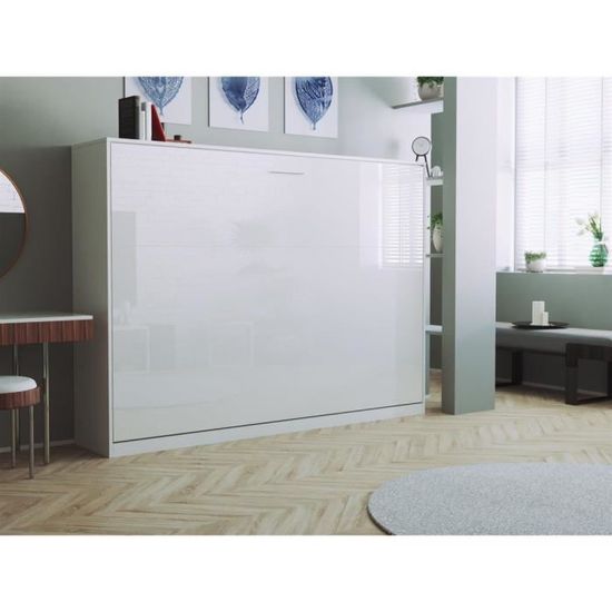 SMARTBett Basic 140x200 horizontal blanc/blanc brillant avec ressorts à ...