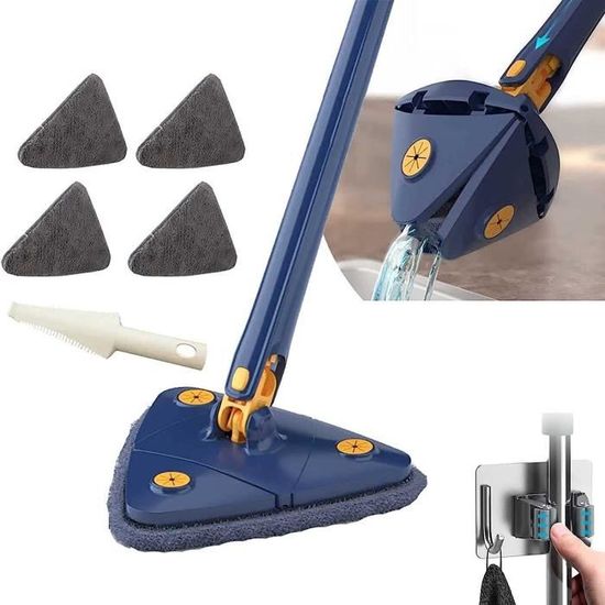 Serpillere Triangle Rotation à 360°,Réglable Microfibre Balai Lave Sol ...