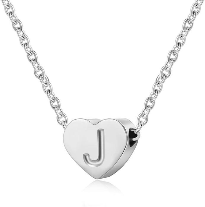 Collier Femme Coeur Argent avec Lettre Pendentif Collier Prénom ...