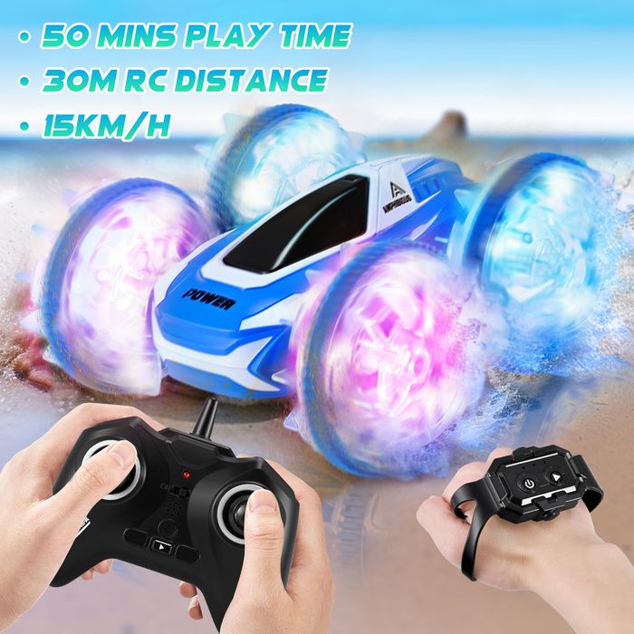 Voiture Télécommandée , Jouet Enfant Voiture Cascadeuse 360° Rotation avec Lumière LED RC Drift ...