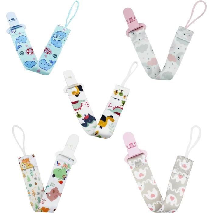 5 Pièces Attache Tetine Bébé,Attache Sucette Garçons Filles Avec Clip ...