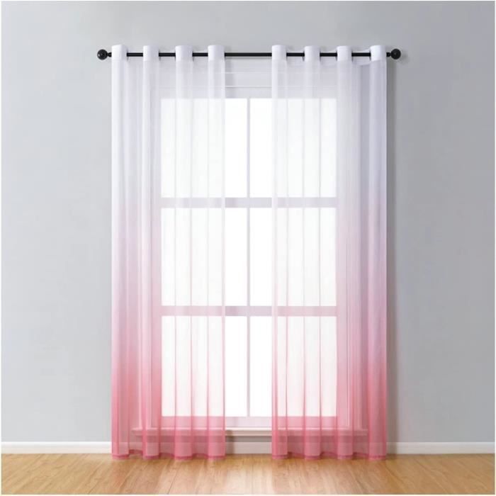 Rideau Lot De 2 Rideau Voile Transparent 2 X 86Wx183L Cm,Rideau Voilage ...