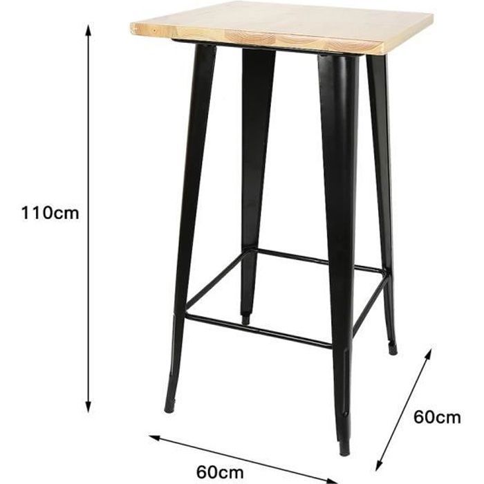 Table Haute Carré Table de Bar à Manger Debout - YIS - Style Industriel ...