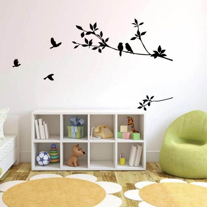 Drfeify Autocollant mural Branches et oiseaux autocollant salon chambre ...