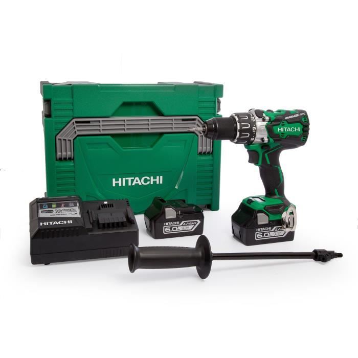 HITACHI Perceuse visseuse à percussion Brushless DV18DBXL 136 Nm avec 2 ...