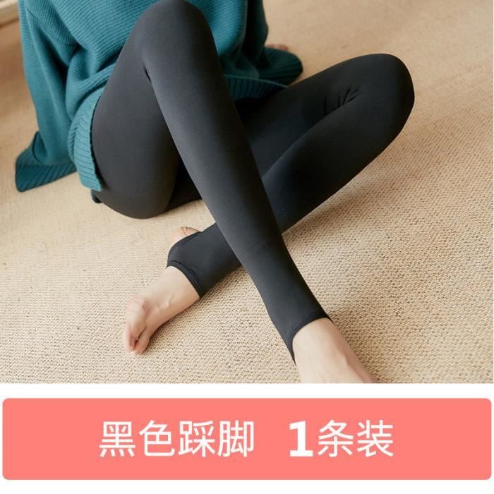 Demi-pieds noirs Collants épais en polaire pour femmes, collants chauds, sensation de jambes ...