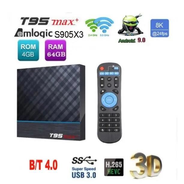 Boîtier Smart TV T95 MAX Plus,Amlogic S905bery,Android 9.0,4 Go,32 Go,64 Go,5G,Wifi,BT 4.0,USB 3 ...