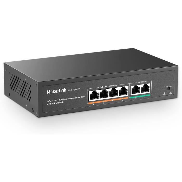 4 Port Poe Switch, 2 Uplink Ethernet Port, 78W Haute Puissance, Ieee802 ...