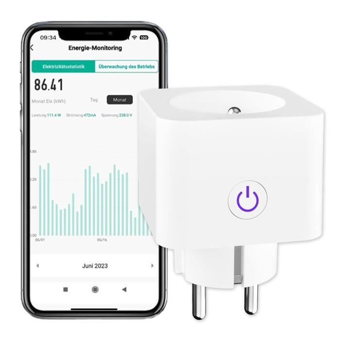 Prise Connectée Wifi (Fr) 16A Suivi De Consommation Électrique Type E ...