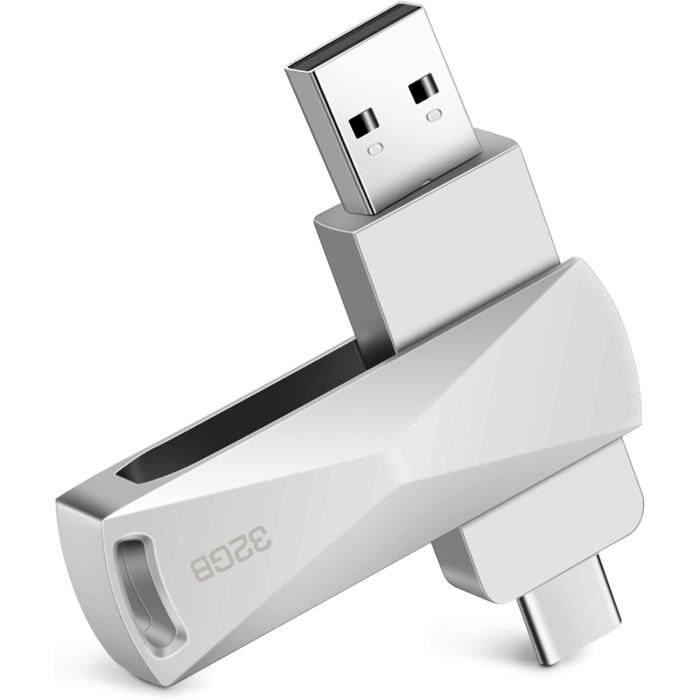 Clé USB C 32GO, Type-C Clef USB 32 GO, 2 en 1 OTG Pendrive 32GB, Type C et USB 2.0 Mémoire Stick ...