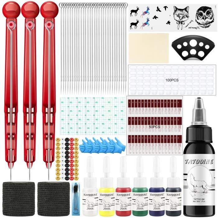 Tatooine Hand Poke and Stick Kit Tatouage à la Main et au Bâton en Alliage Poke Pen 7pcs Encre ...