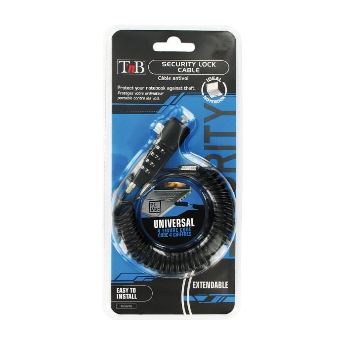 TNB cable antivol notebook pc portable extensible - Cdiscount Informatique