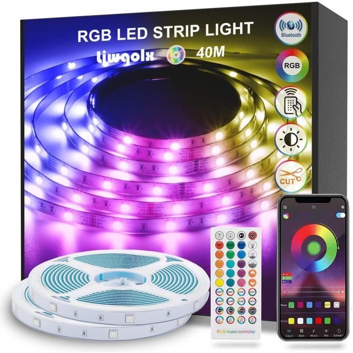 Bande lumineuse LED 40M, bande lumineuse LED RVB, contrôle par application intelligente ...