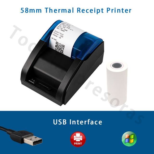 IMPRIMANTE,USB-Prise de l’UE--Imprimante de caisse de bureau POS 58MM ...