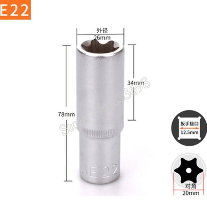 DOUILLE DE TOURNEVIS,E22--Jeu De Douilles Torx Star 1-2 ", Type E E8 E10 E11 E12 E14 E16 E18 E20 ...