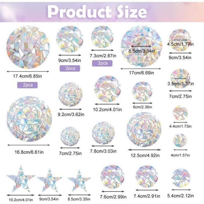 Fenetre Arc-En-Ciel, 39 Pcs Suncatcher Sticker Anti Collision Window ...