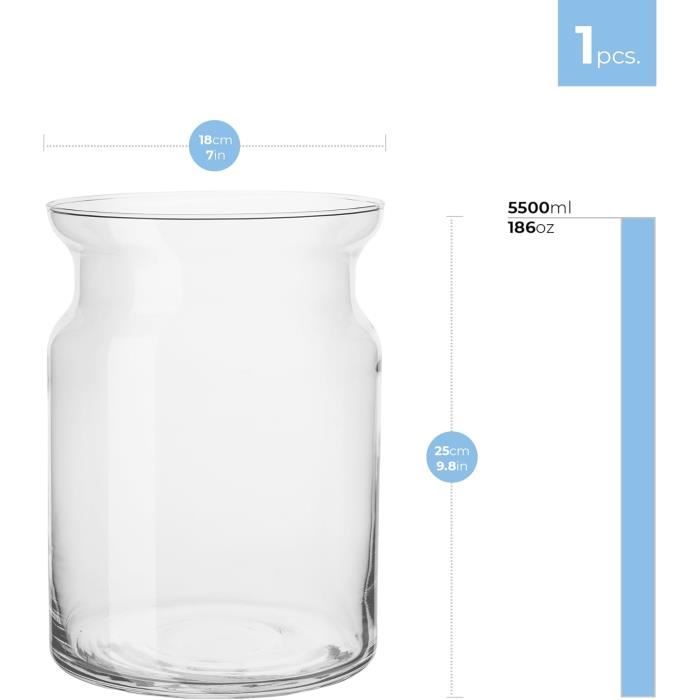 Grand Vase Cylindrique En Verre Transparent H: 25 Cm Vase Fleur Vase À ...