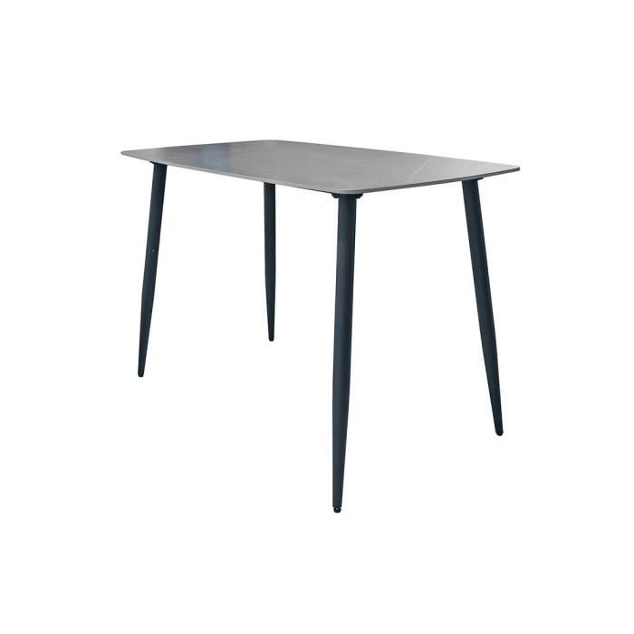 Tamara - table à manger - plateau en céramique - 140 cm - Gris / Noir ...