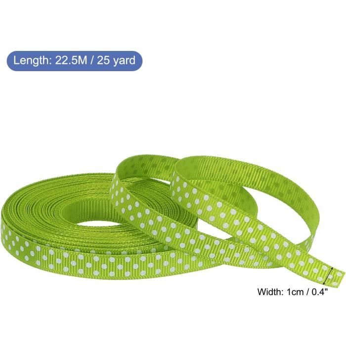 Gros-Grain Rubans 25 Yards 0.4 Pouce Frais Vert Avec Blanc Points Ruban ...