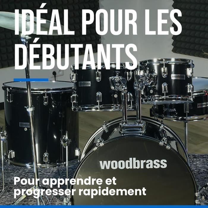 Batterie acoustique - WOODBRASS - Stage 22 - Rouge Pailleté - Kit ...