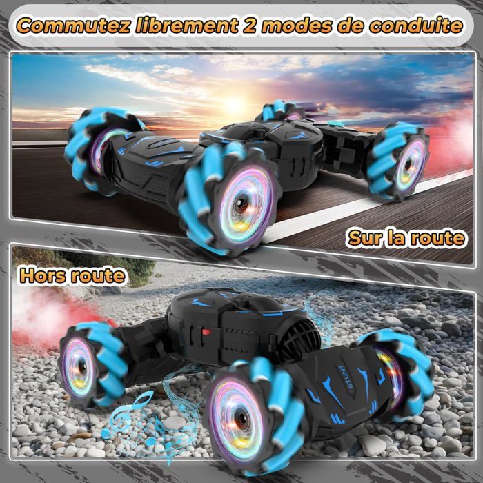 Voiture Tlcommande Avec La Main Avec Lumire Et Spray Jouet Rc Car Drift 4Wd 24 Ghz Rotation 360 ...