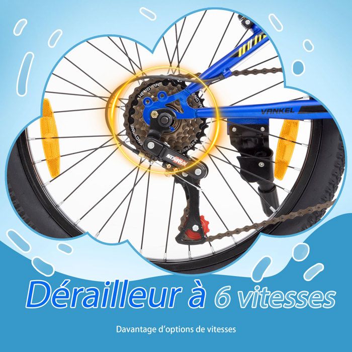 VANKEL Vélo Enfant 20 Pouces – Vélo de Montagne Garçon/Fille 6 à 10 Ans ...