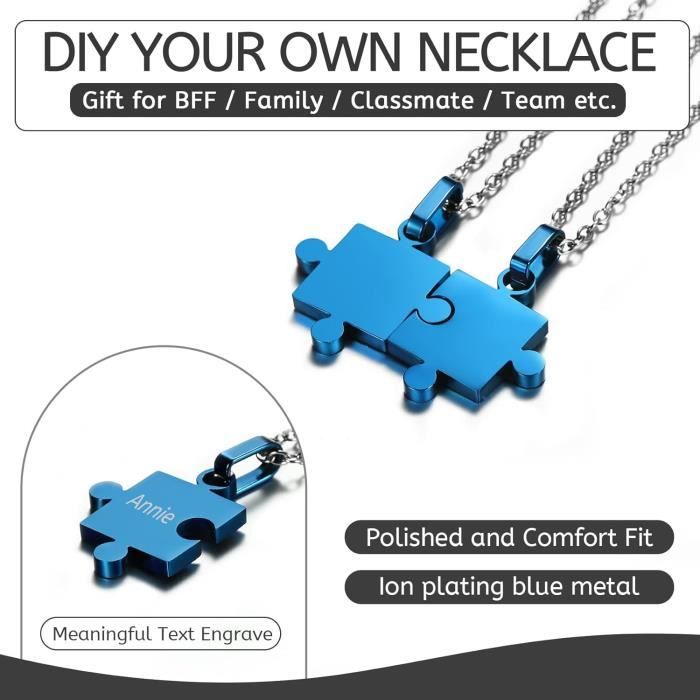 Collier Femme Puzzle Séparé 2-8 Prénoms Des Enfants Personnalisé ...