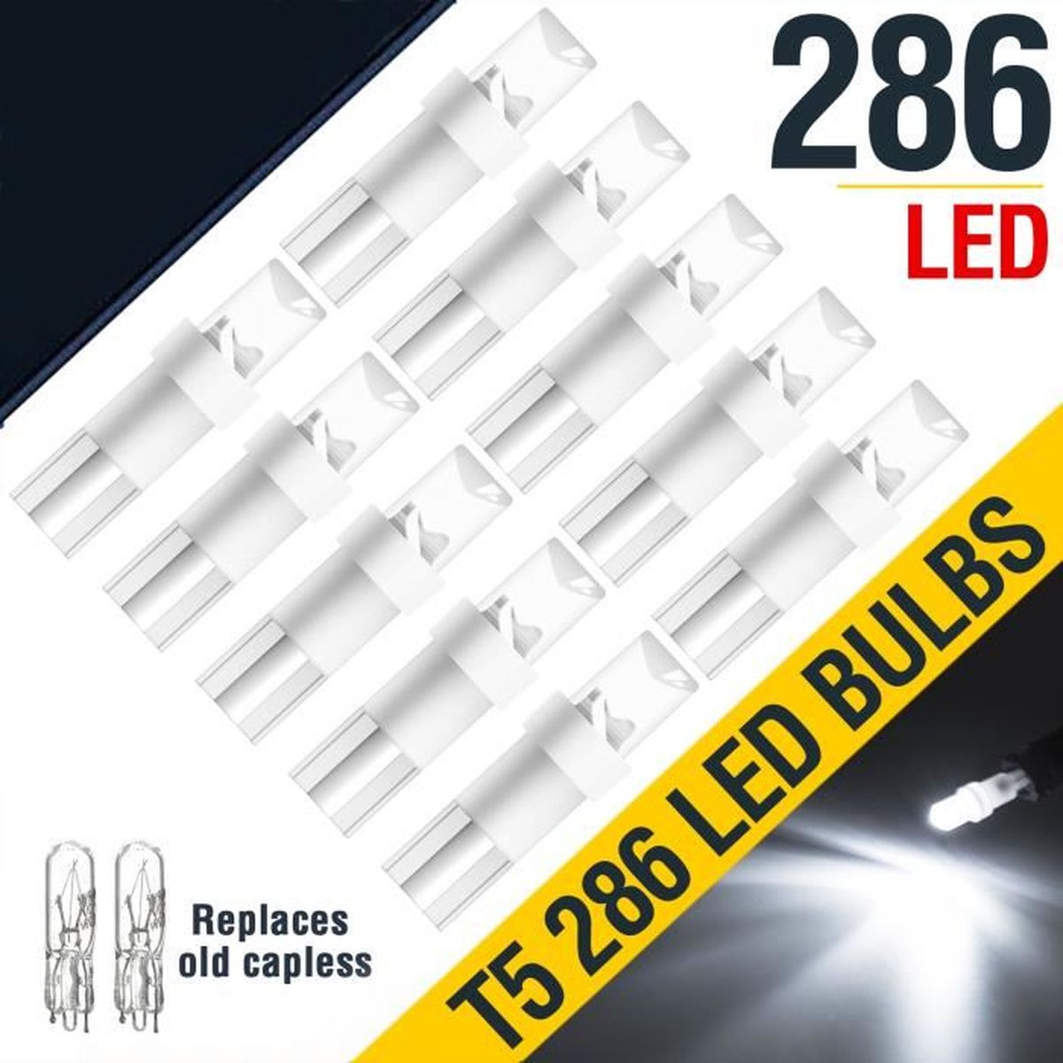 10x T5 Led 286 73 Blanc Ampoules de tableau de bord vitesse coin ...