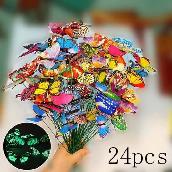(24PCS-Butterflies)Papillon Lumineux 3d Papillons Décoratifs Brille ...
