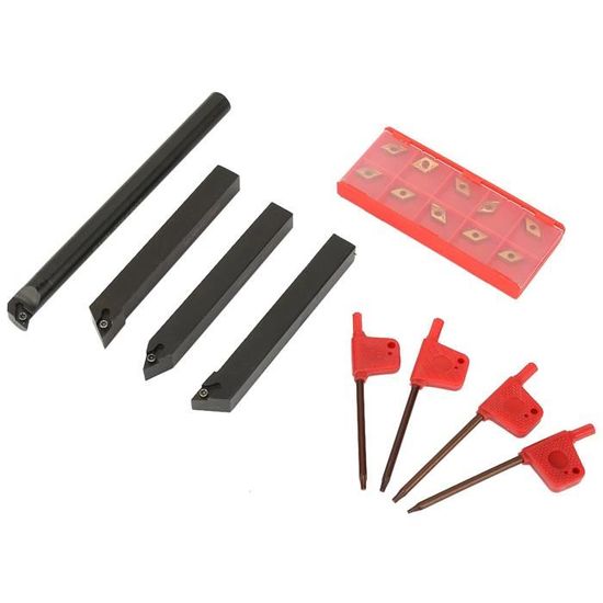 Cikonielf porte-outil d'alésage 10 pièces DCMT070204 lames d'inserts en carbure + 4 pièces barre ...