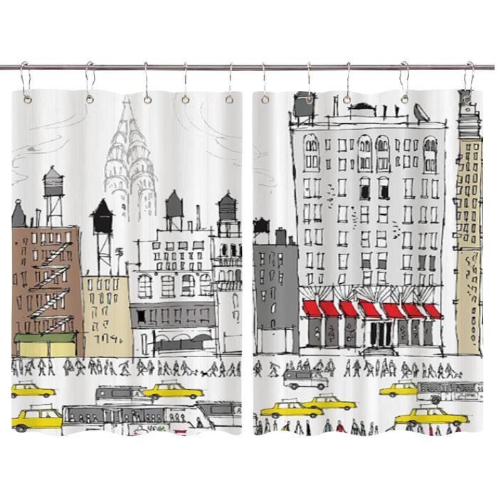 Rideaux courts pour cuisine,Hippie Boho Americana Busy City Traffic Jam ...
