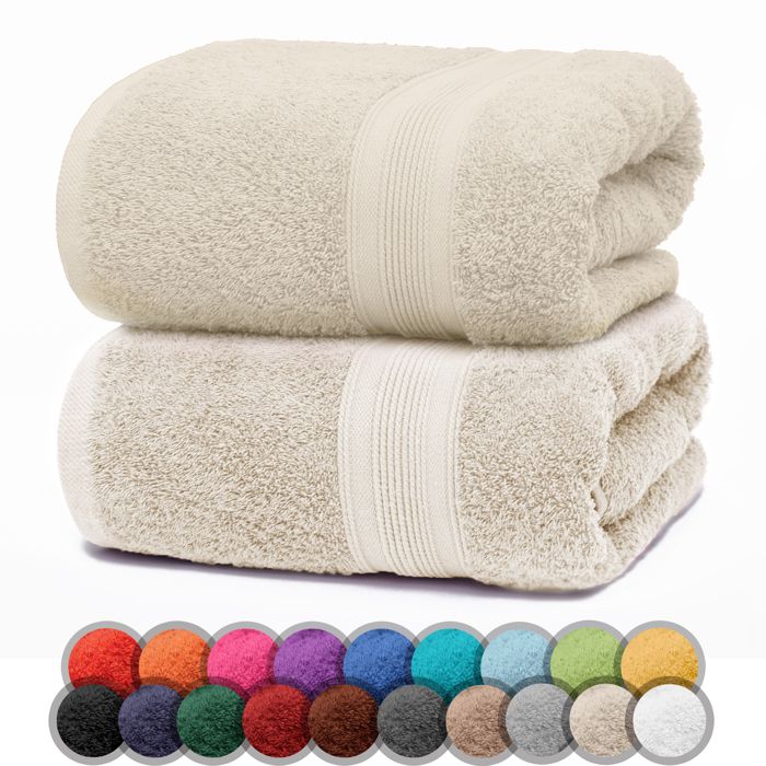 Frottier Duschtücher 2er Pack 70x140cm, 100% Baumwolle, Naturweiß ...