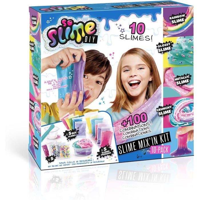 Kit So Slime 10 Slimes Personnalisables, Plus de 100 Combinaisons sans ...