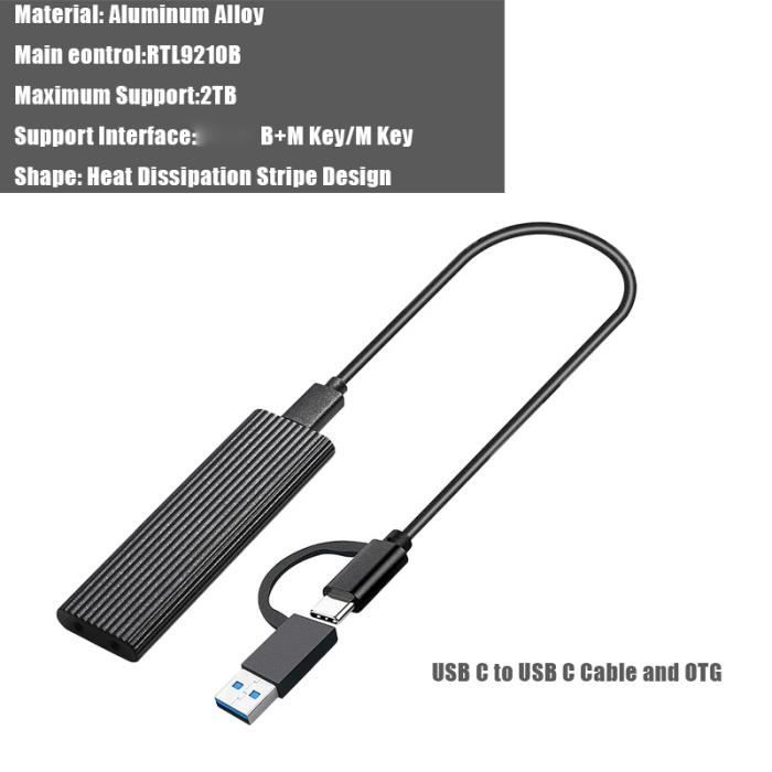 Cas otg noir - boîtier SSD Nvme avec double protocole OTG vers USB 3.1 ...