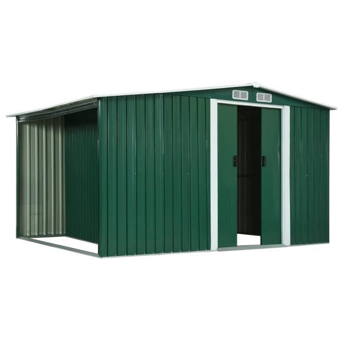 LAM Structures extérieures Abri de jardin avec portes Vert 329,5 x 131 ...