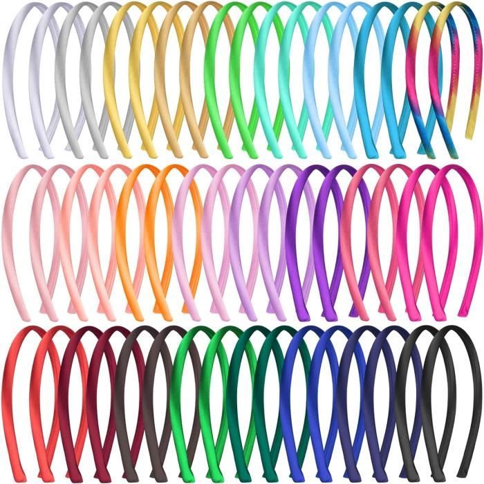 50 Pièces Bandeaux Cheveux Femme 1Cm Satin Bandeaux Pour Femme Et Fille ...