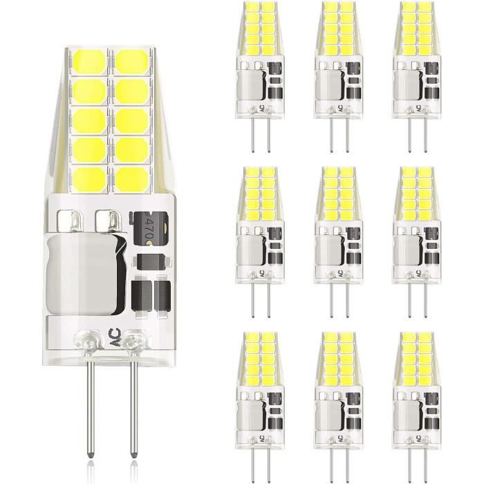 DiCUNO Ampoule LED G4, Blanc froid 6000K, 12V Non-Dimmable, 2W équivalent 30W Halogène, 260LM ...