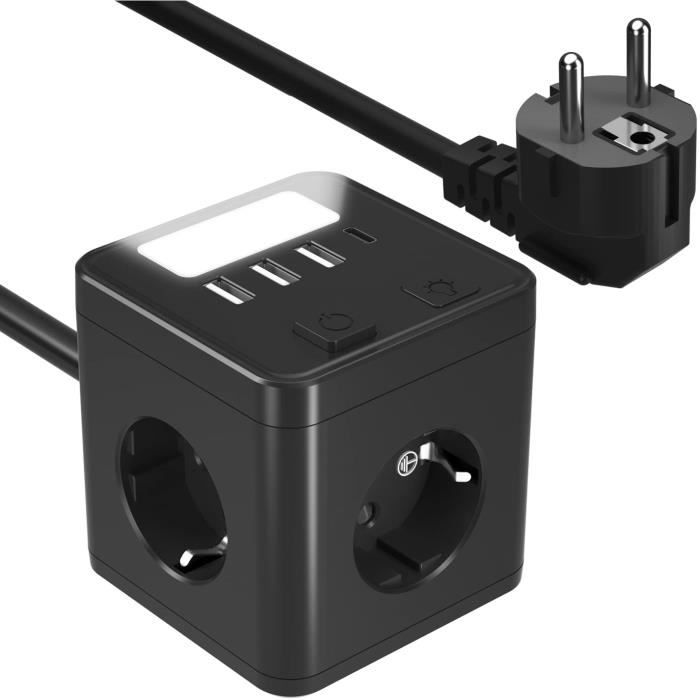 Cube Multiprise Electrique avec USB,Multiprise avec 4 Prises und 3 Ports USB und 1 USB-C ...