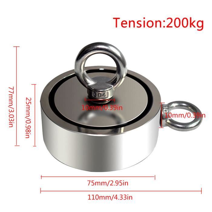 Aimant de pêche - Aimants-magnets - Double face en néodyme - D48 - D74 ...