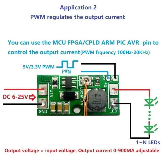 Cikonielf Pilote LED 2 Pcs LD24AJTA LED Driver Board Réglable, 20W 6 ...